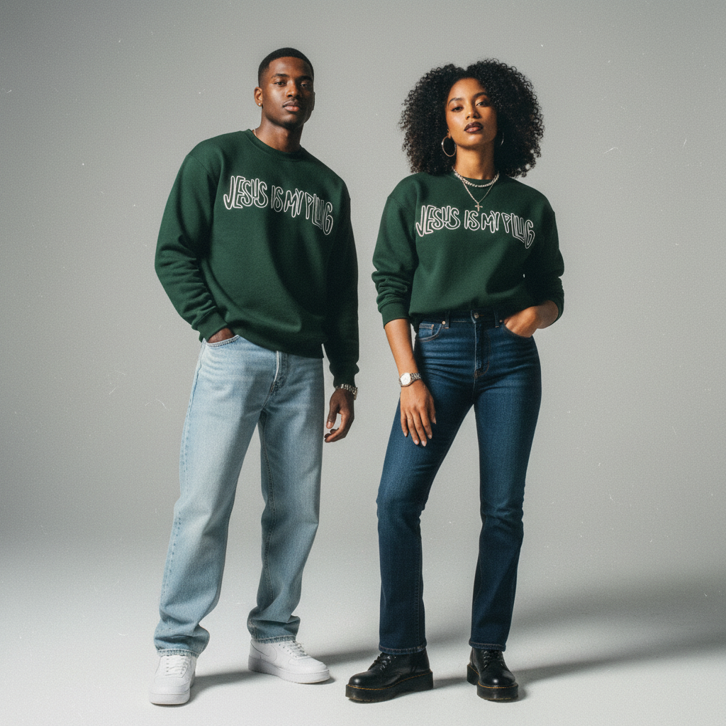 Bold Faith Green Crewneck | Jesus Is My Plug